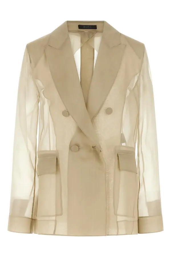 Max Mara Silk Organza Double-breasted Blazer - Beige