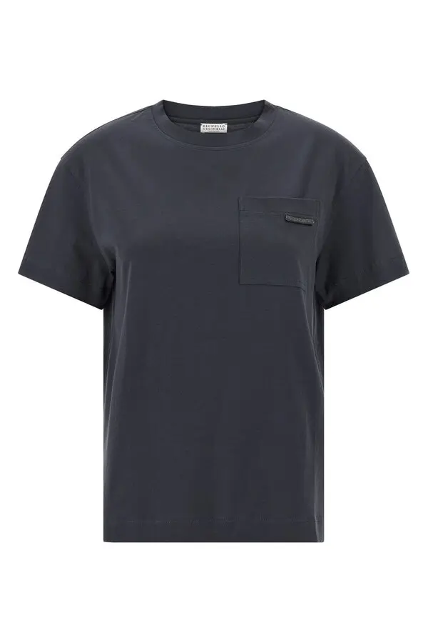 Brunello Cucinelli Cotton Jersey T-shirt With Shiny Tab