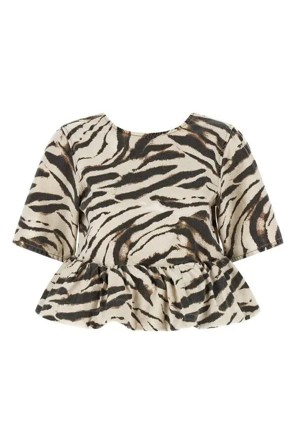 GANNI Zebra Denim Top