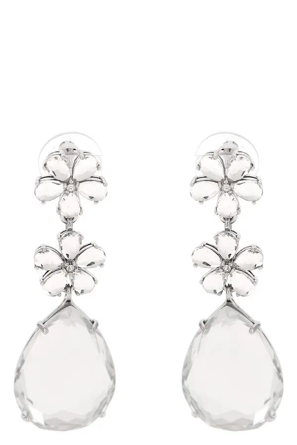 SELF-PORTRAIT Crystal Flower Tiered Earrings
