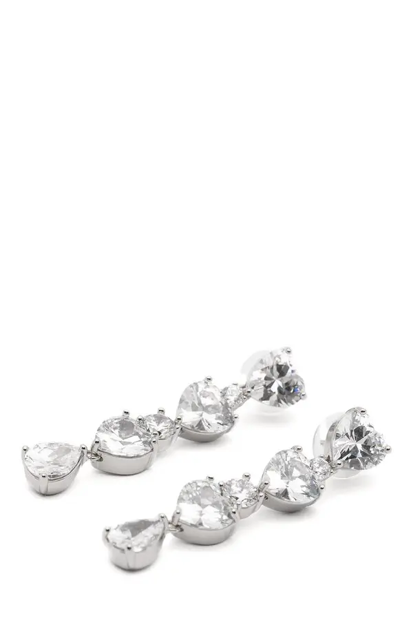 SELF-PORTRAIT Crystal Heart Tiered Earrings