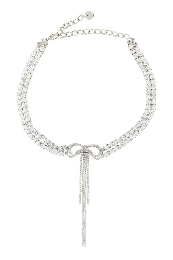 SELF-PORTRAIT Double Crystal Bow' Necklace