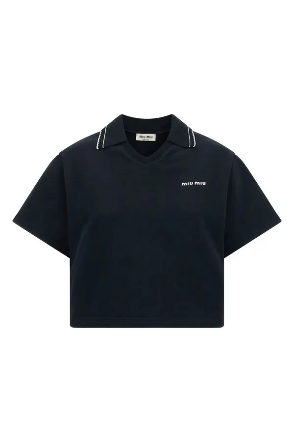 Miu Miu Cropped Sweatshirt - Blue