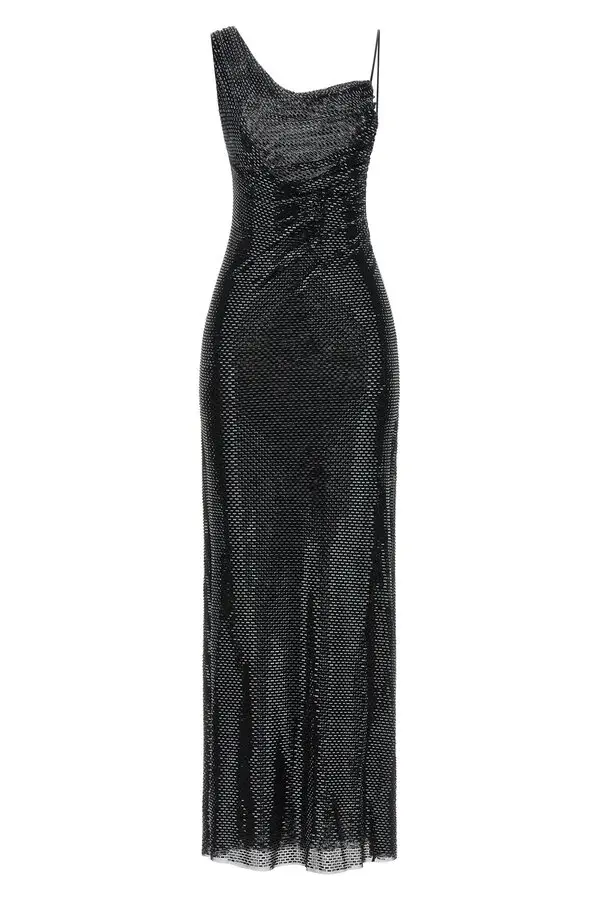 SELF-PORTRAIT Rhinestone Draped Maxi Dress