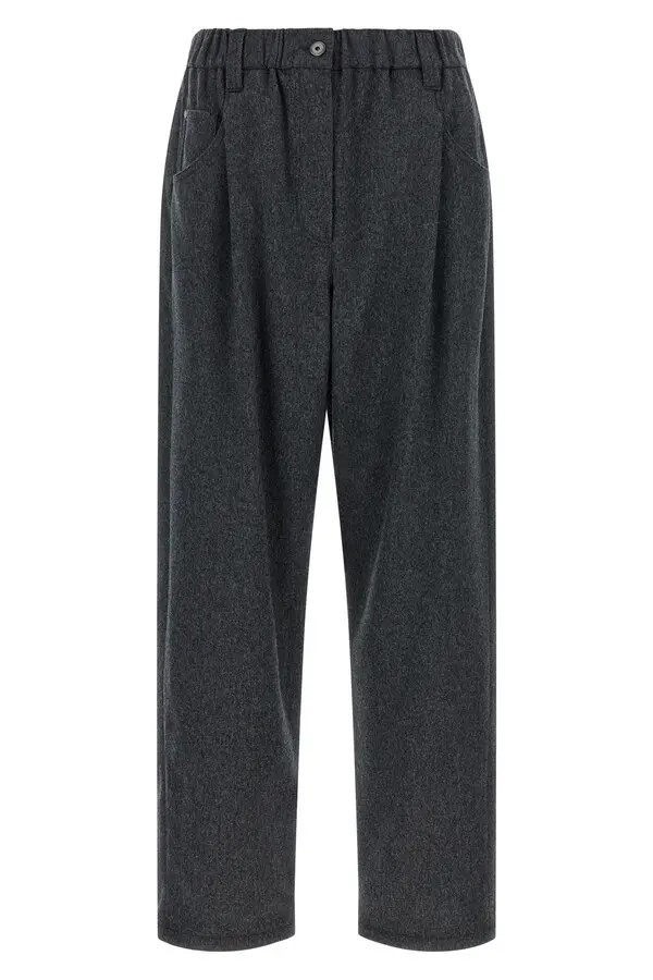 Brunello Cucinelli Mélange Wool Trousers - Gray