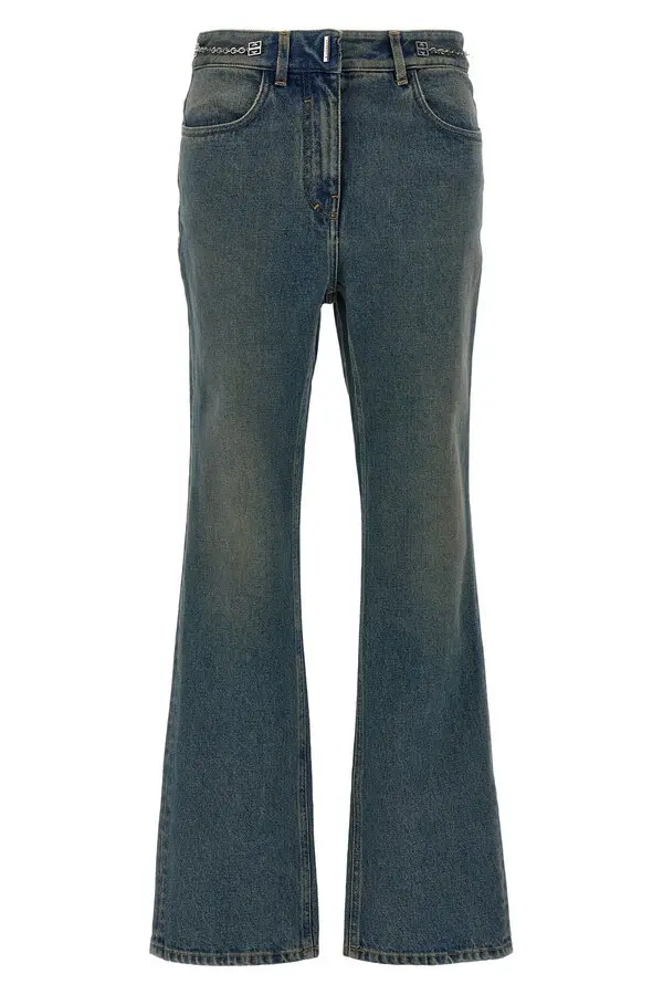 Givenchy Denim Jeans With Logo Chain - Blue