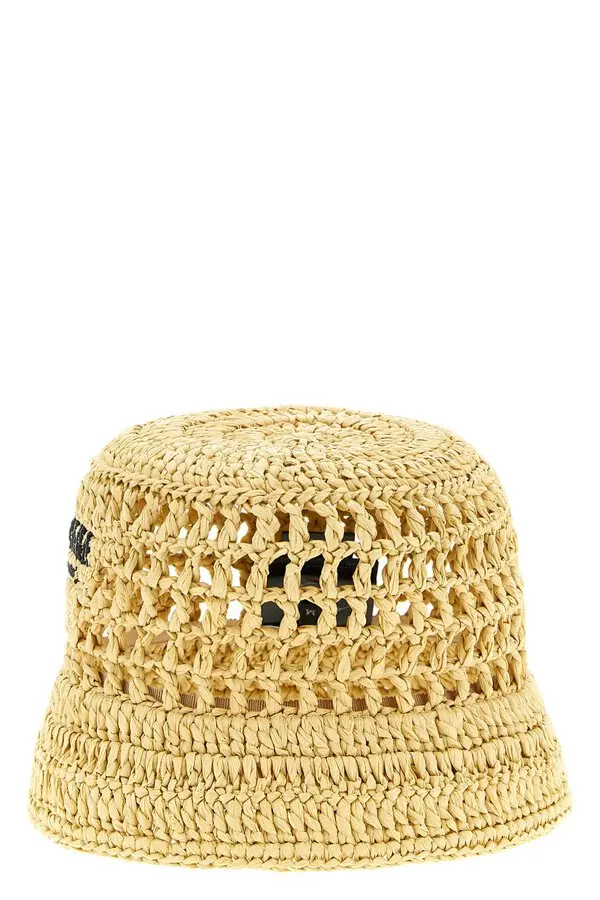 Prada Crochet Logo Bucket Hat - Beige