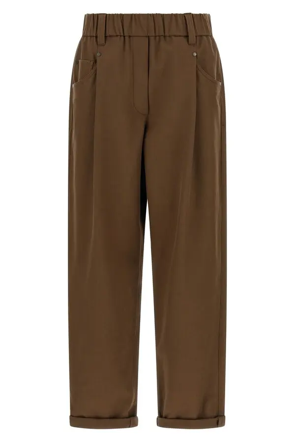 Brunello Cucinelli Stretch Cotton Trousers - Brown