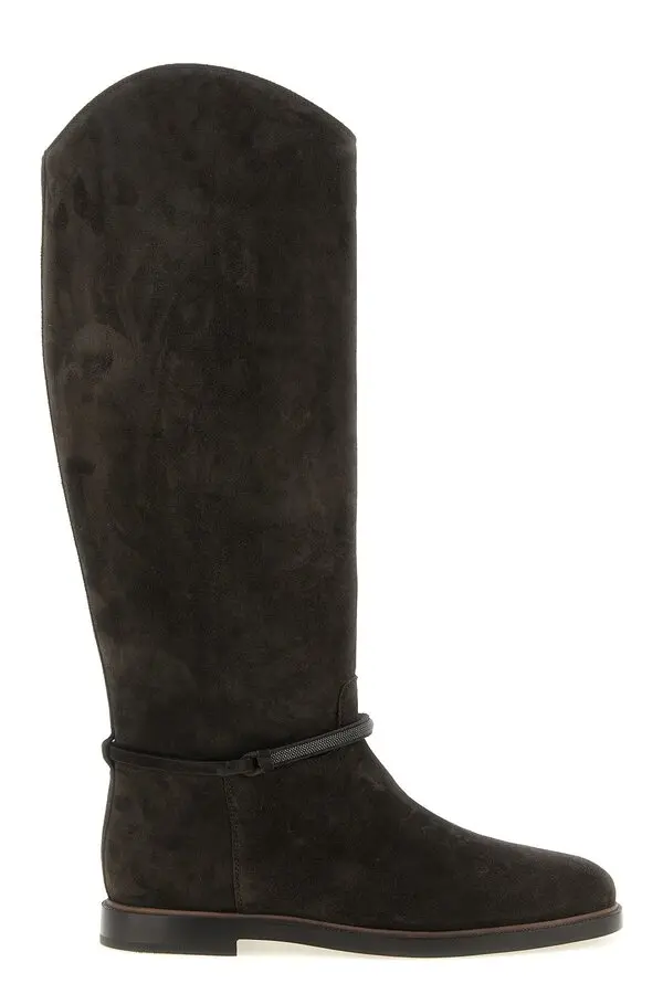 Brunello Cucinelli Suede High Boots - Black