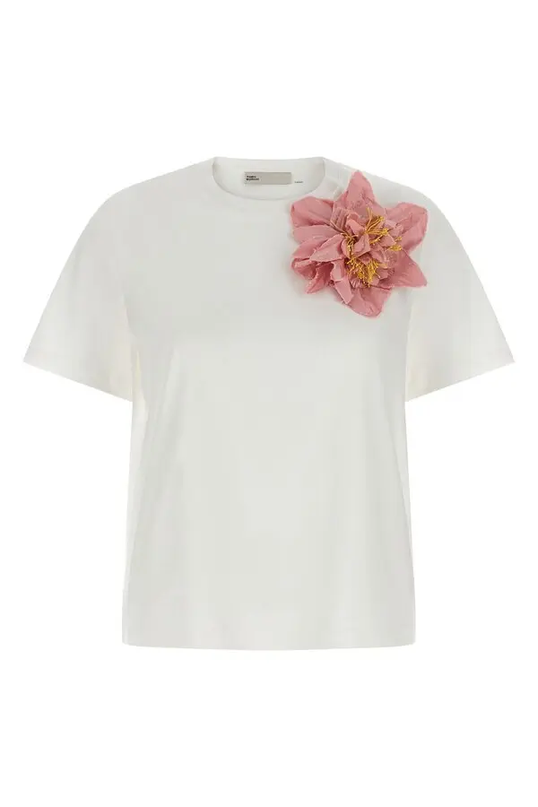 Tory Burch Floral Applique Cotton T-shirt