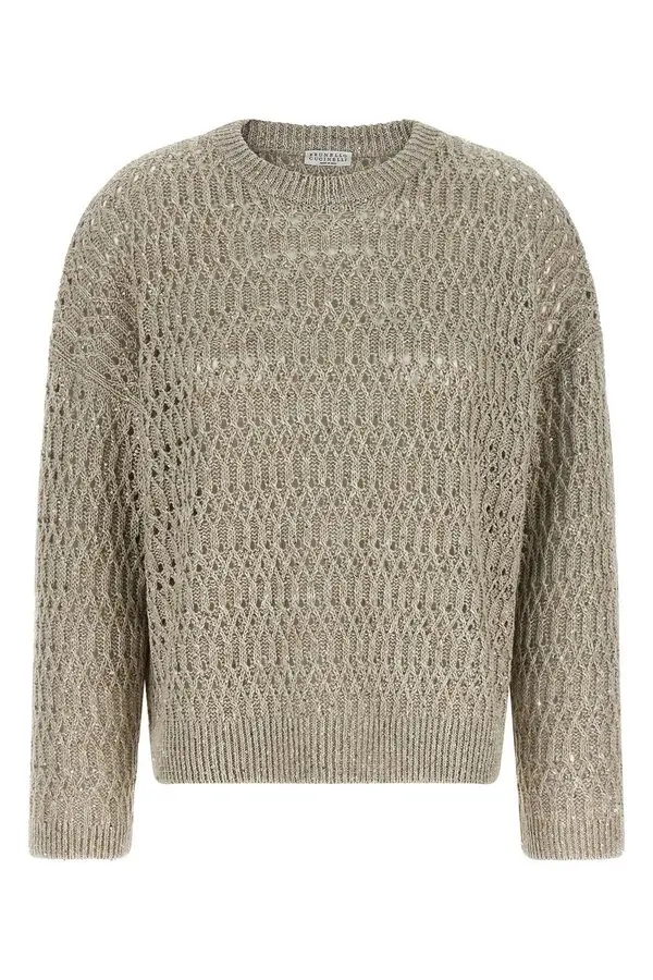 Brunello Cucinelli Dazzling Braids Openwork Sweater