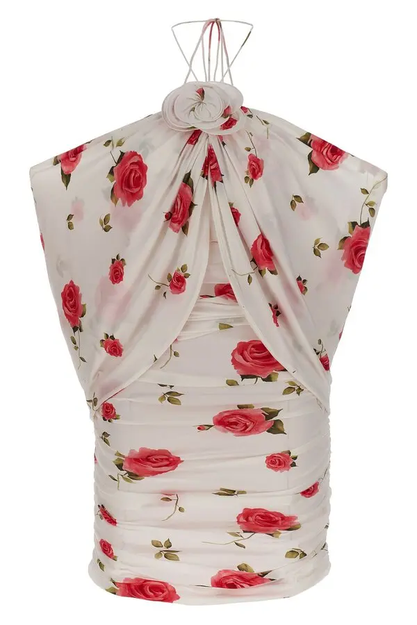 Magda Butrym Rose Print Draped Mini Dress - Multi