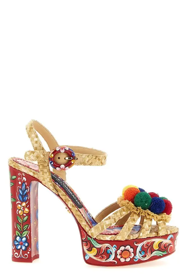 Dolce & Gabbana Keira Raffia Sandals - Multi