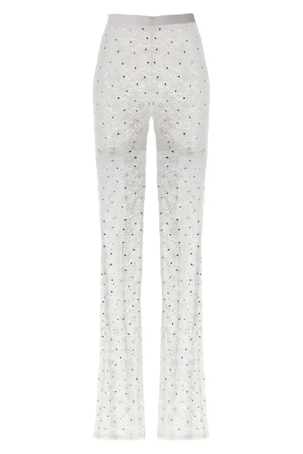 Alessandra Rich Rhinestone Lace Leggings