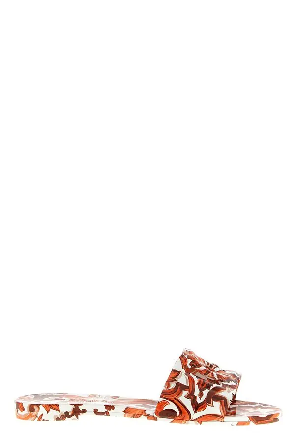 Dolce & Gabbana Bianca Maiolica Rubber Slides - Orange
