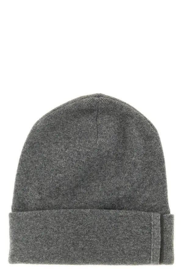 Brunello Cucinelli Monile Cashmere Beanie - Gray