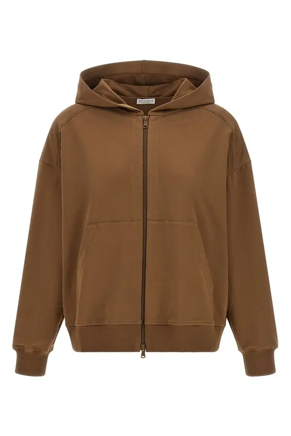 Brunello Cucinelli Shiny Trims' Hoodie - Brown