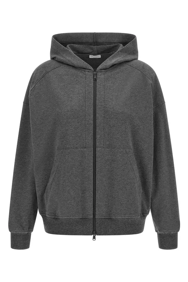 Brunello Cucinelli Shiny Trims Hoodie - Gray