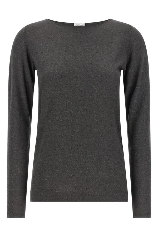 Brunello Cucinelli Metallic Shaved Cashmere And Silk Sweater