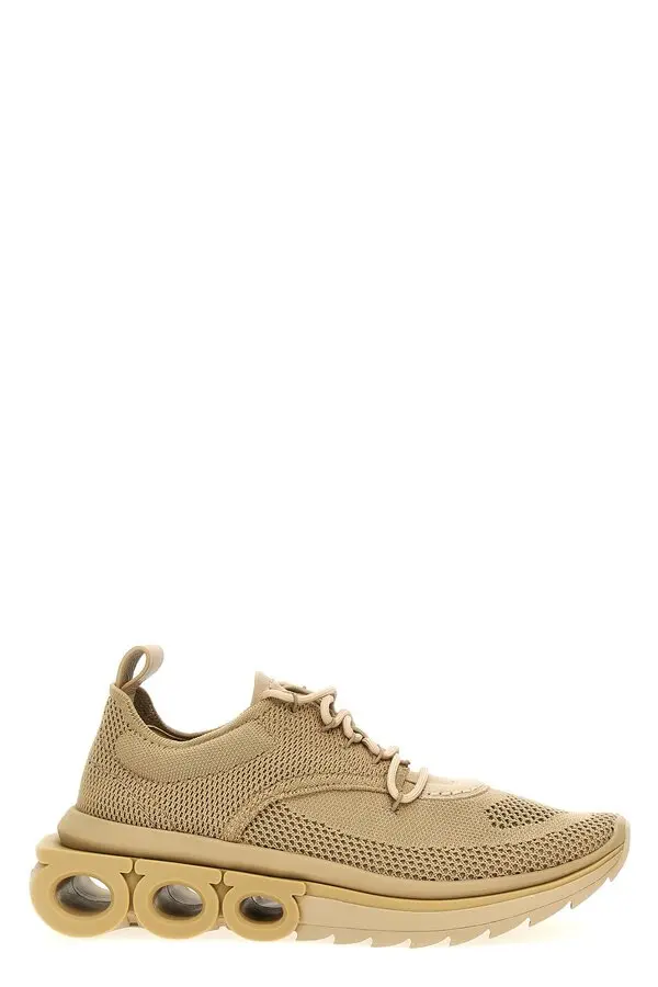 FERRAGAMO Nima Stretch Knit Sneakers - Beige