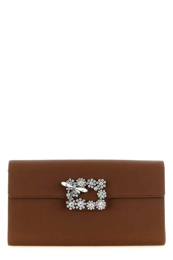 ROGER VIVIER Envelope Flap Dragonfly Flow Satin Clutch
