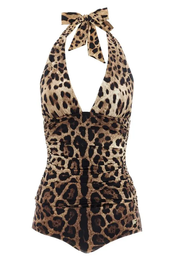 Dolce & Gabbana Leopardo One-piece Swimsuit - Brown