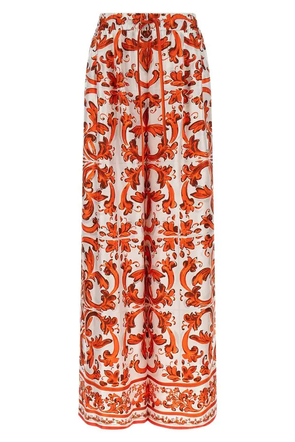 Dolce & Gabbana Maiolica Silk Twill Pants
