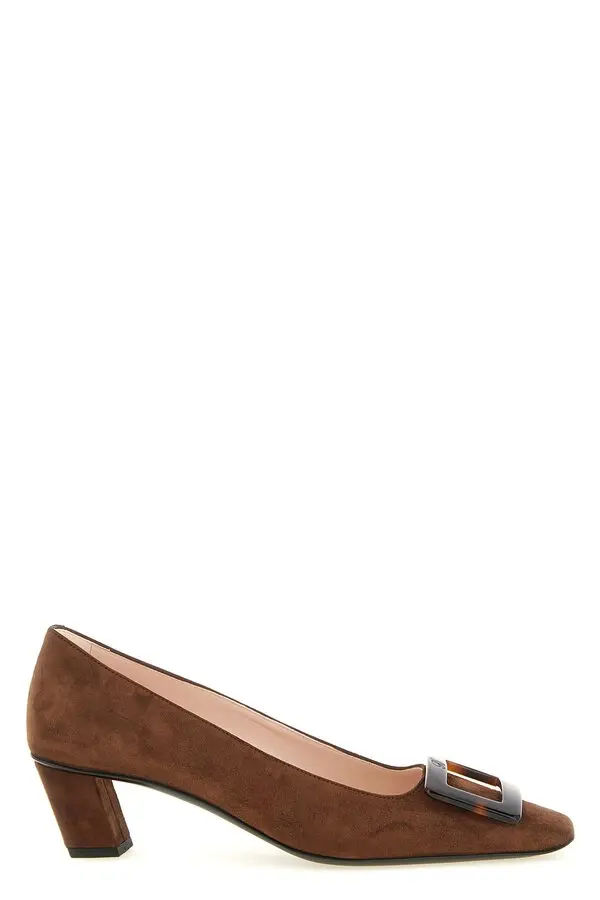 ROGER VIVIER Suede Belle Vivier Pumps - Brown