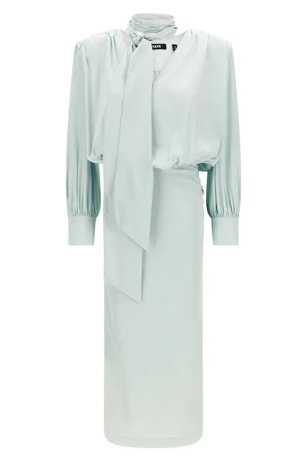ROTATE BY BIRGER CHRISTENSEN Ruched Long Satin Dress