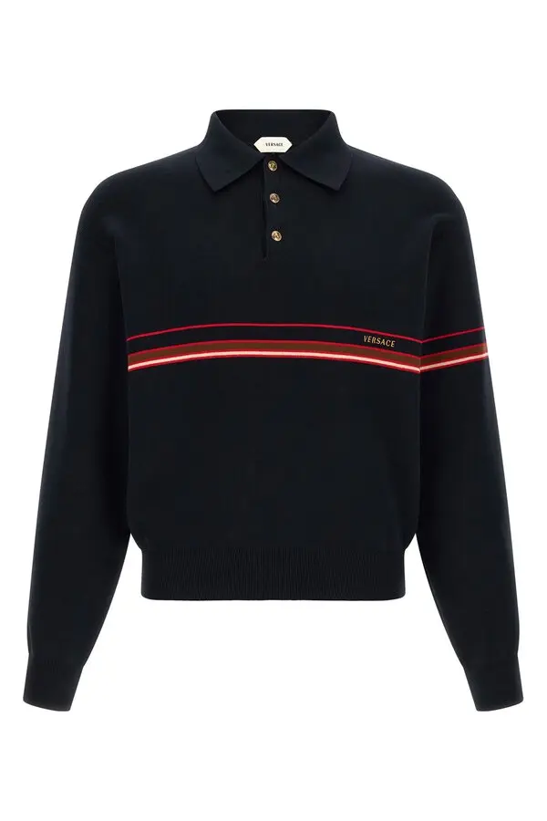 Versace Inlaid Striped Polo Shirt