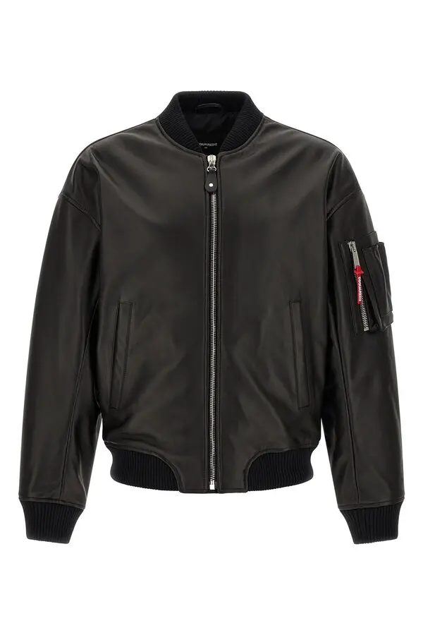Dsquared2 Leather Bomber Jacket