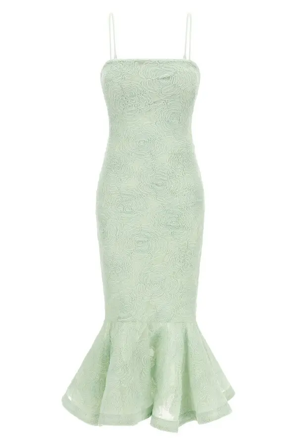 ROTATE BY BIRGER CHRISTENSEN Flower Mesh Flounce Midi Dress