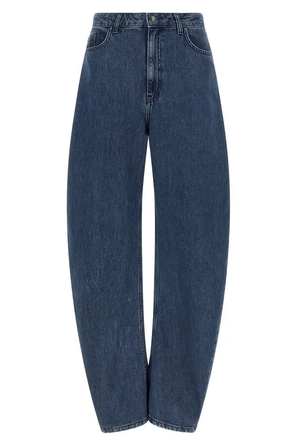 ROTATE BY BIRGER CHRISTENSEN Draped Barrel Leg Jeans - Blue
