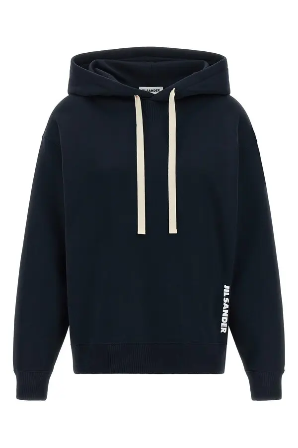 JIL SANDER Cotton Hoodie - Blue
