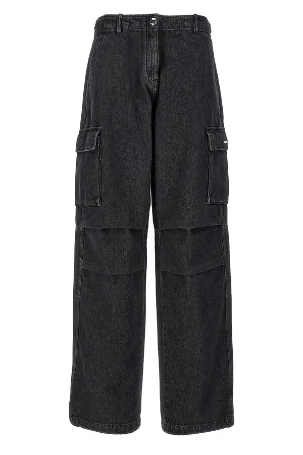 Coperni Cotton Denim Wide Leg Cargo Jeans