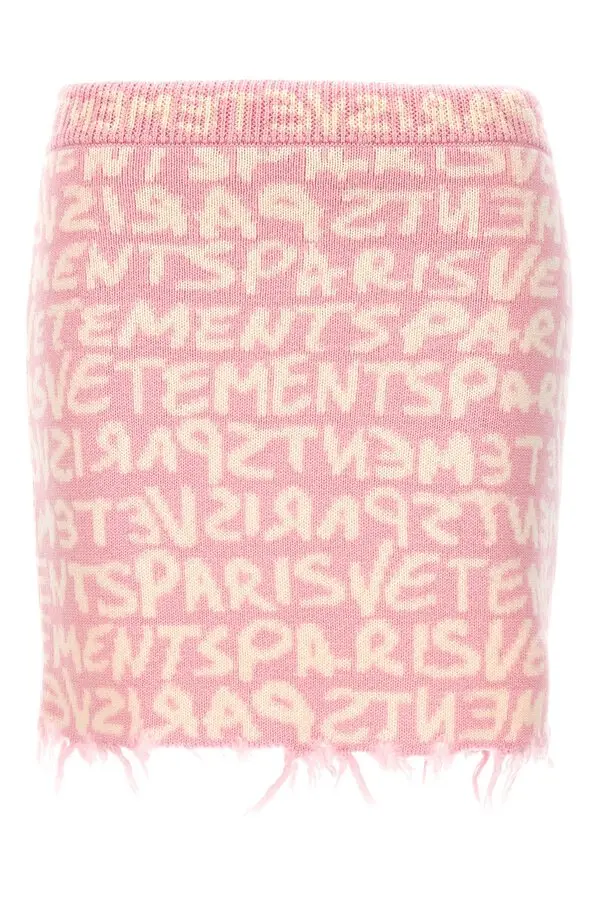 Vetements Graffiti Monogram Jacquard Wool Skirt