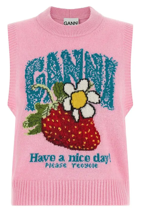 GANNI Strawberry' Vest - Pink