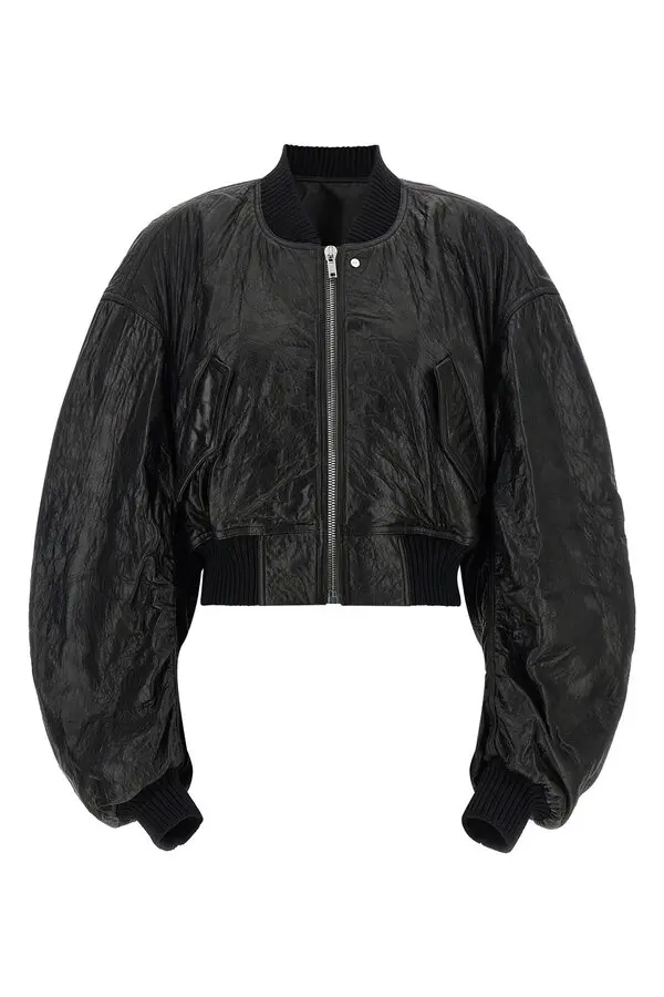 Rick Owens Secchia Cropped Flight Bomber Jacket - Black