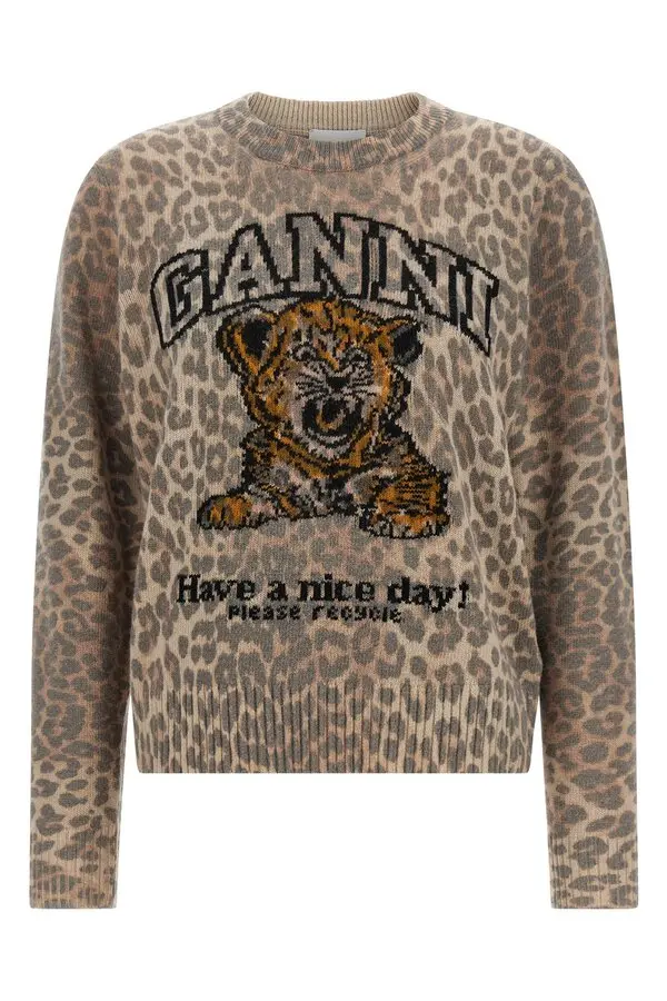 GANNI Tiger Sweater - Beige