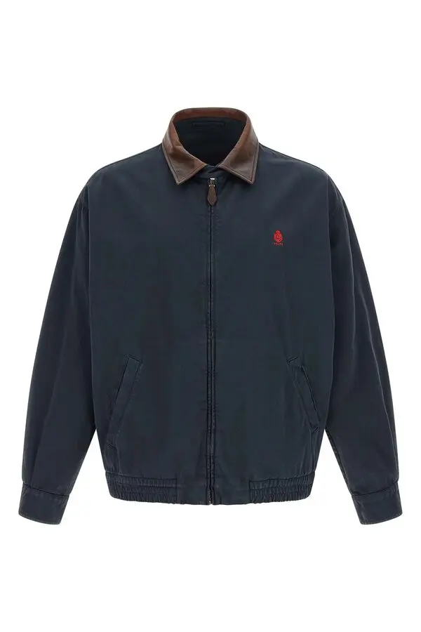 Prada Leather Collar Jacket - Blue