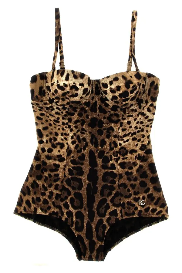 Dolce & Gabbana Leopard Print One-piece Swimsuit - Brown