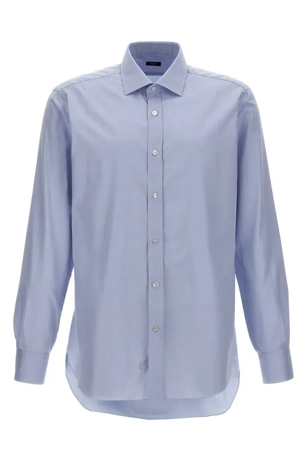 BARBA NAPOLI Textured Cotton Shirt - Light Blue