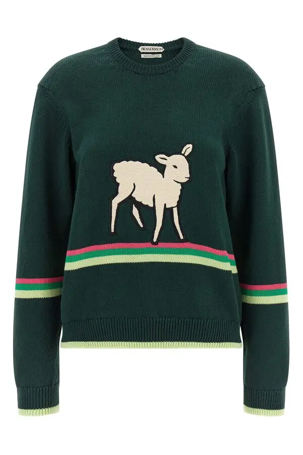 J.W.ANDERSON Sheep Intarsia Knit Sweater - Green