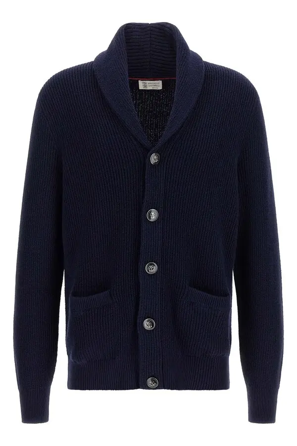 Brunello Cucinelli Malfilé Cotton Cardigan - Blue