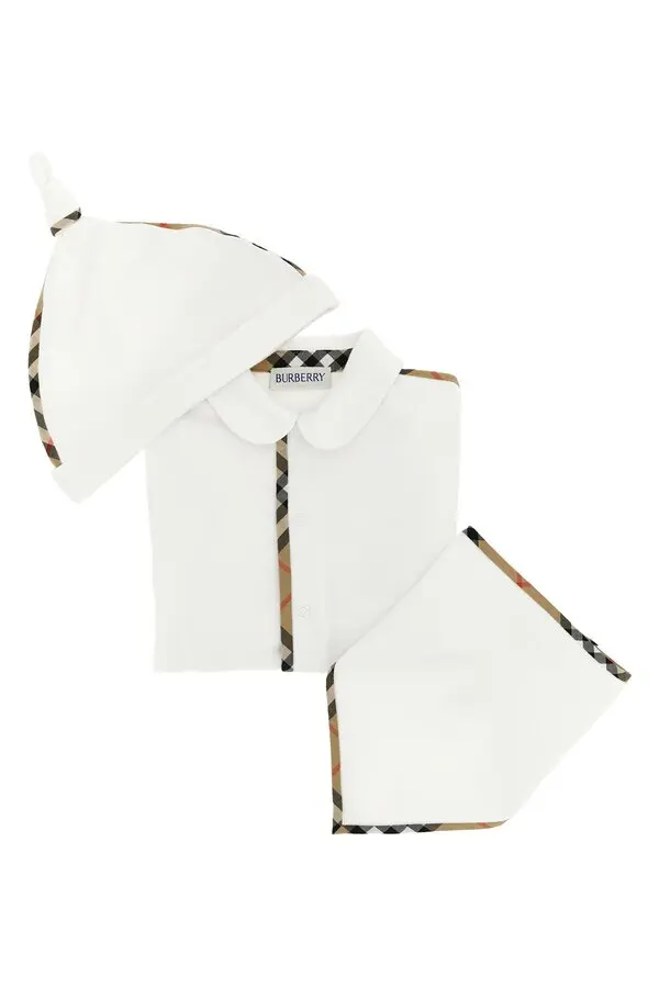 Burberry Hamilton Jumpsuit, Cap, And Bib Set - White