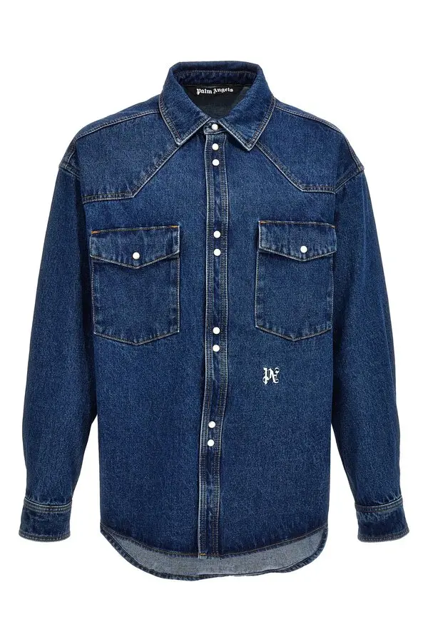 Palm Angels Lw Monogram Cotton Denim Jacket