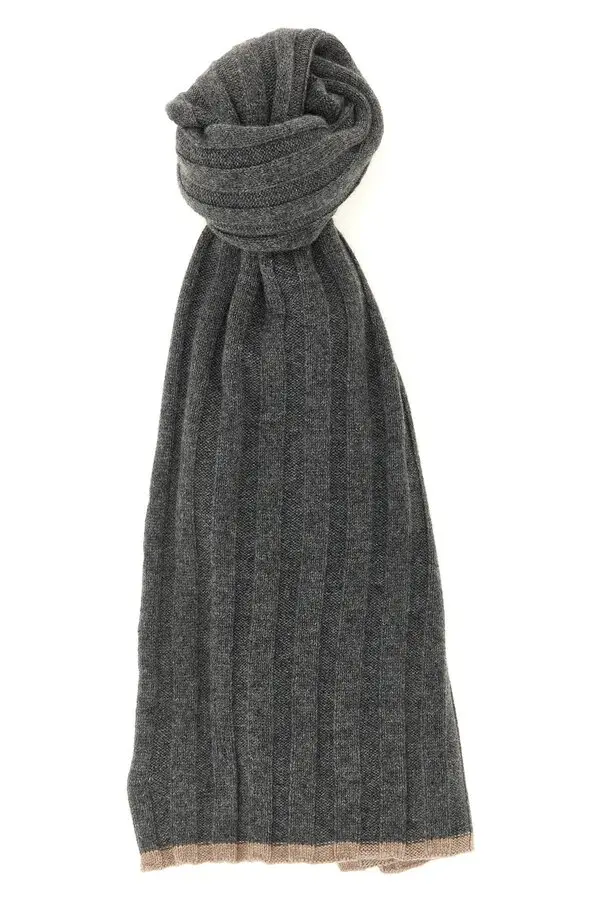 Brunello Cucinelli Ribbed Cashmere Knit Scarf