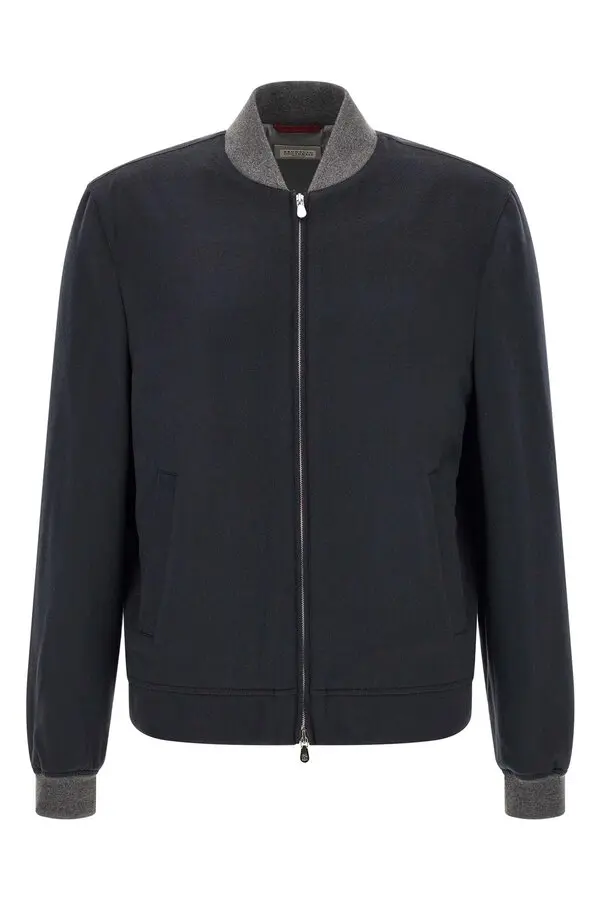 Brunello Cucinelli Light Flannel Bomber Jacket