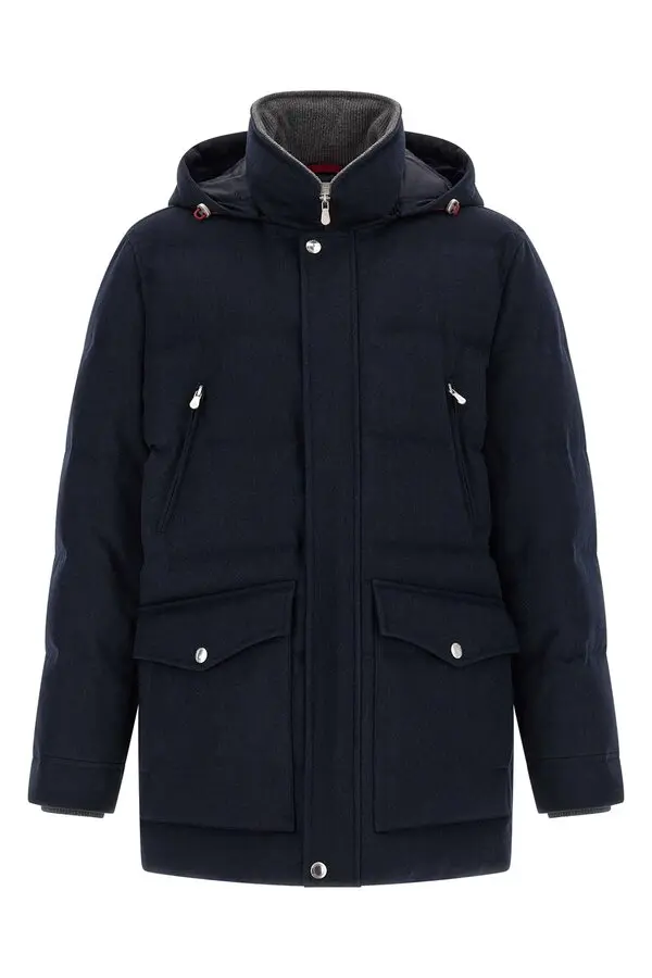Brunello Cucinelli Wool Flannel Parka - Blue