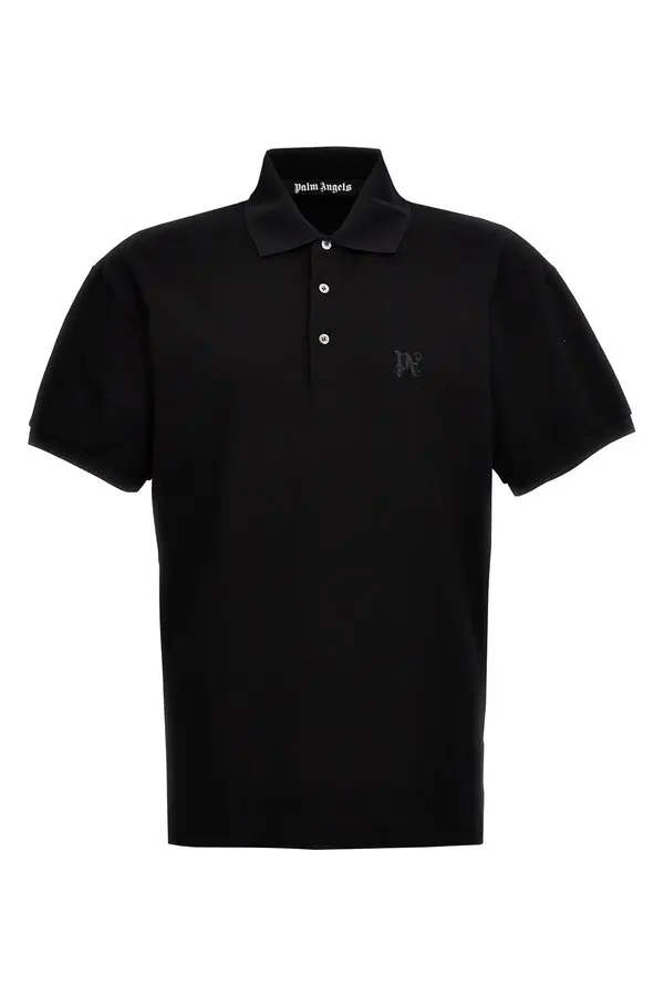 Palm Angels Monogram' Polo Shirt - Black